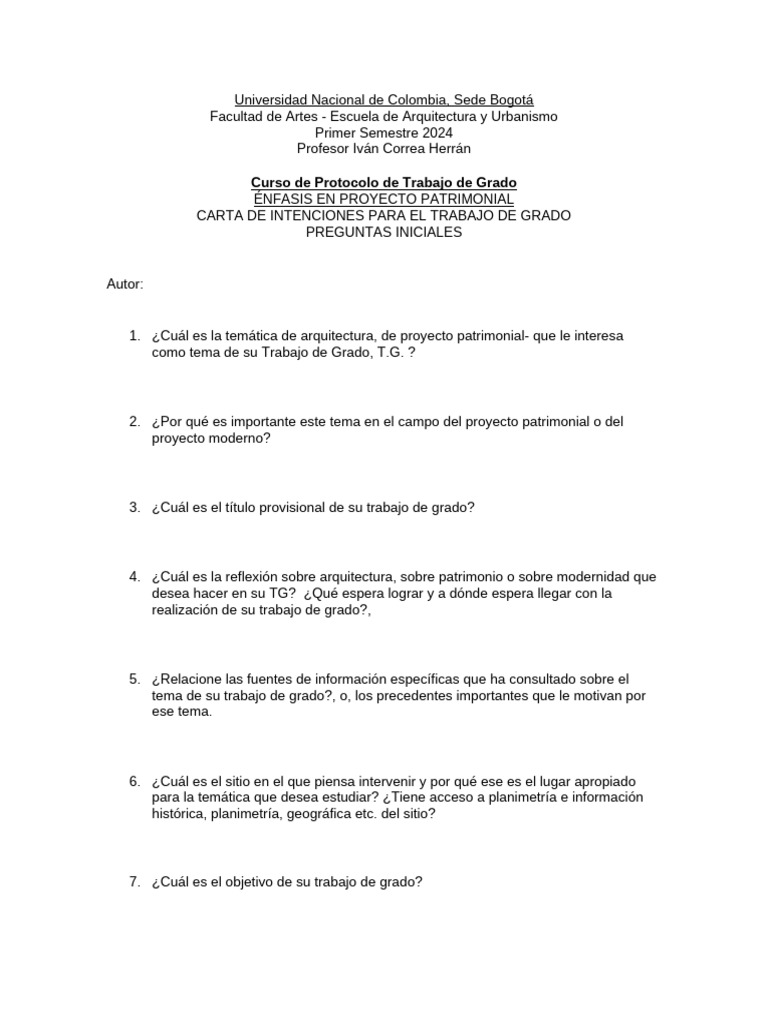 Preguntas Iniciales Protocolo de TG (1) .docx2024-II | PDF | Crecimiento personal y profesional ...