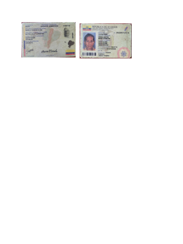 Cédula Carmen Orrala | PDF