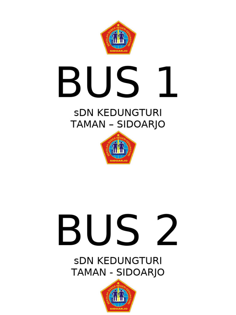 Tulisan dan Nomor Bus SDN Kedungturi | PDF