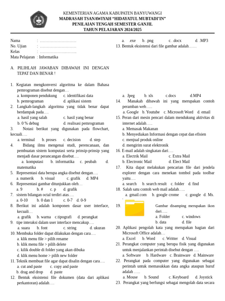 Soal Pas 2024 Informatika | PDF | Komputer
