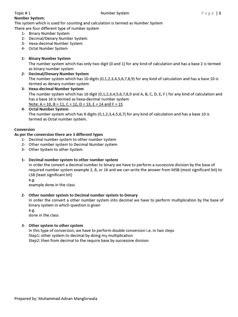 Number System Notes Grade IX | PDF | Decimal | Computer Data