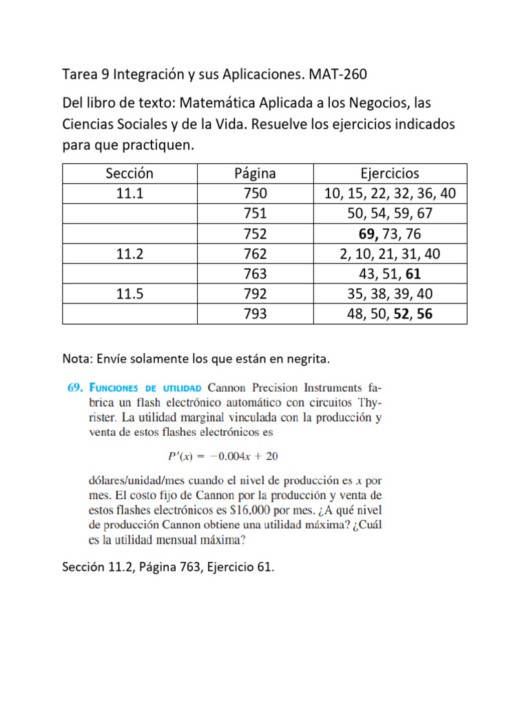 Tarea+9+Integración+y+sus+Aplicaciones +MAT-260+ | PDF