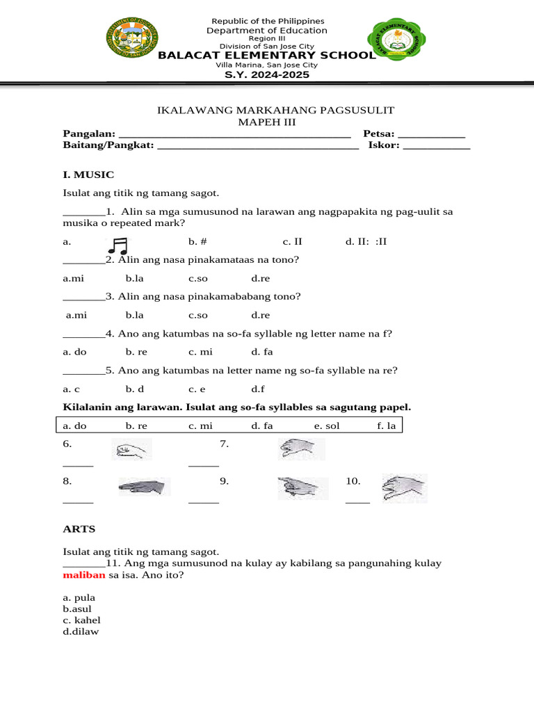 PT - Mapeh 3 - Q2 | PDF