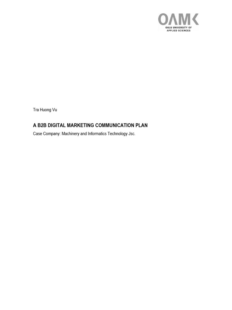 B2B Digital Marketing Communication Plan | PDF | Marketing | Marketing ...