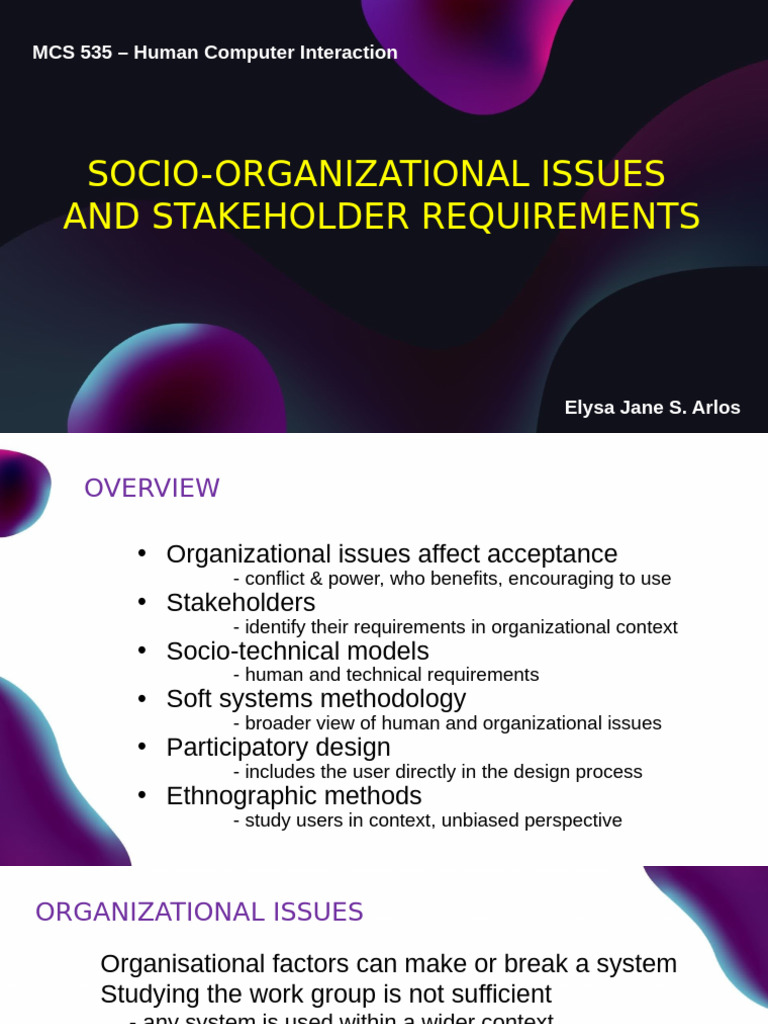 Socio-Organizational Issues in HCI | PDF | System | Ethnography