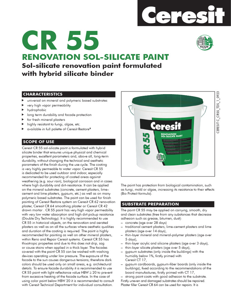 CR55_TDS | PDF | Plaster | Paint