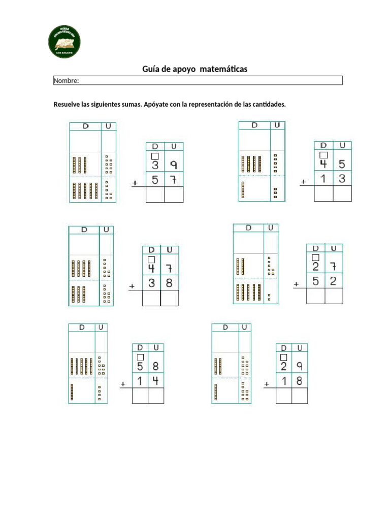 Guia de Apoyo Sumas y Restas 2o Basico | PDF