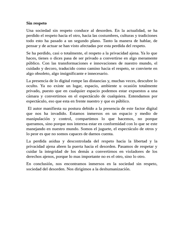 Sin Respeto | PDF