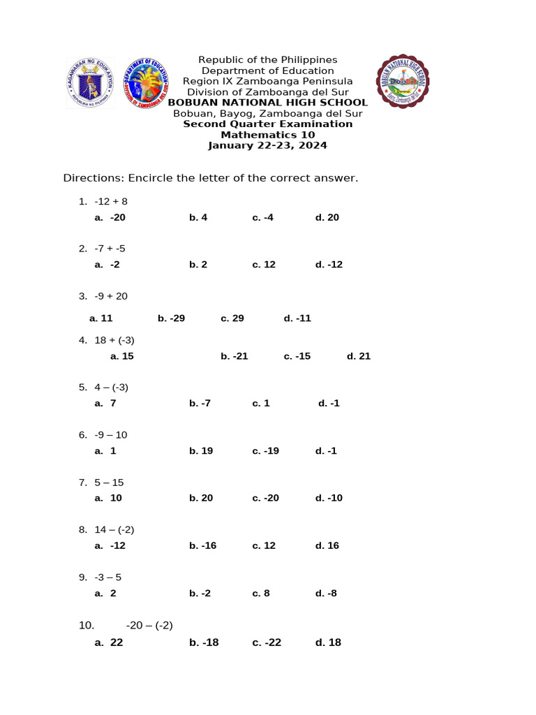 Quarter 2 TQ G10 | PDF