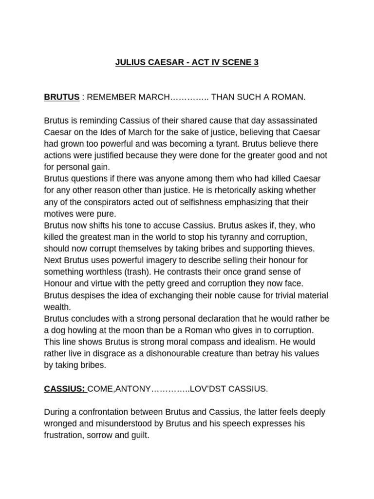 Julius Caesar - Act Iv Scene 3.notes | PDF | Julius Caesar