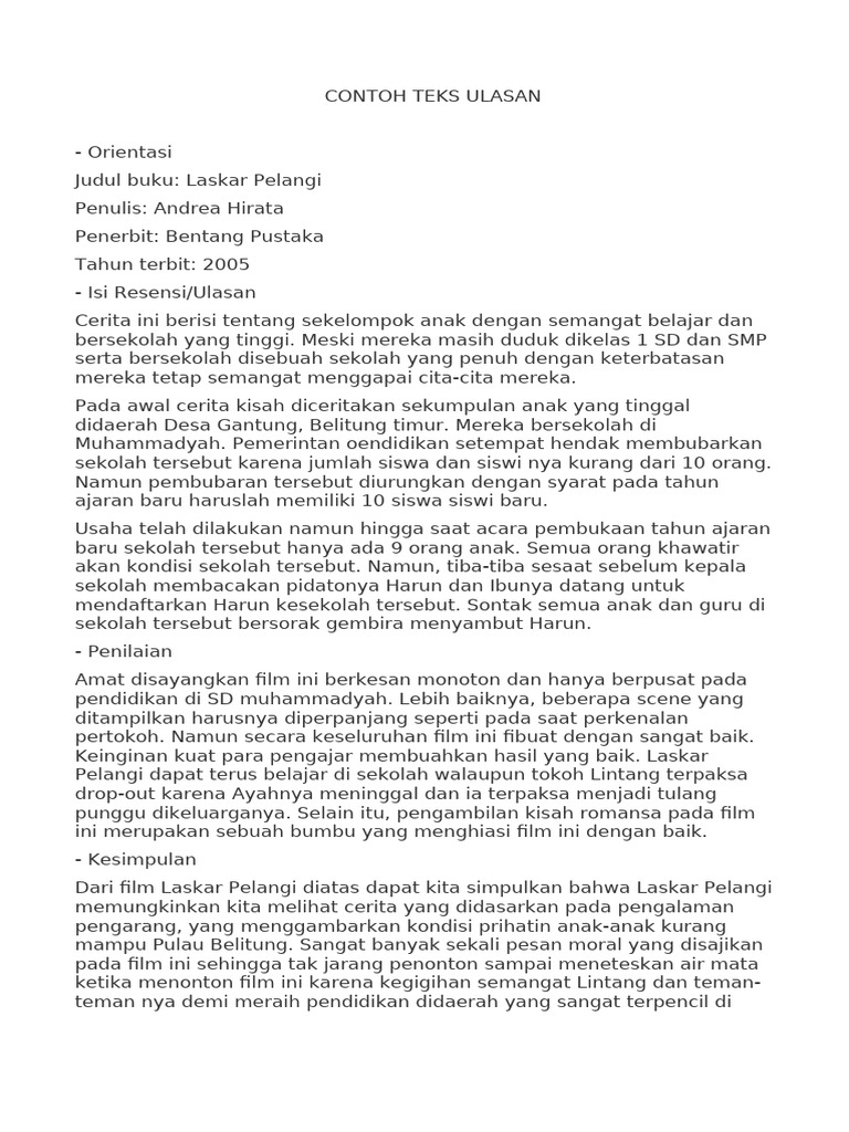 Contoh Teks Ulasan | PDF