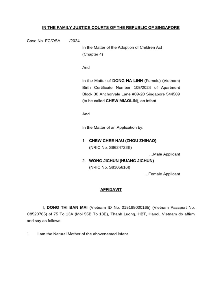 Supporting Affidavit For Dispensation of Consent | PDF | Social Institutions | Family