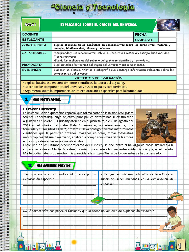 A-1º Act 1 Cyt Und 6 - Sem 1 | PDF | Universo | Estrellas