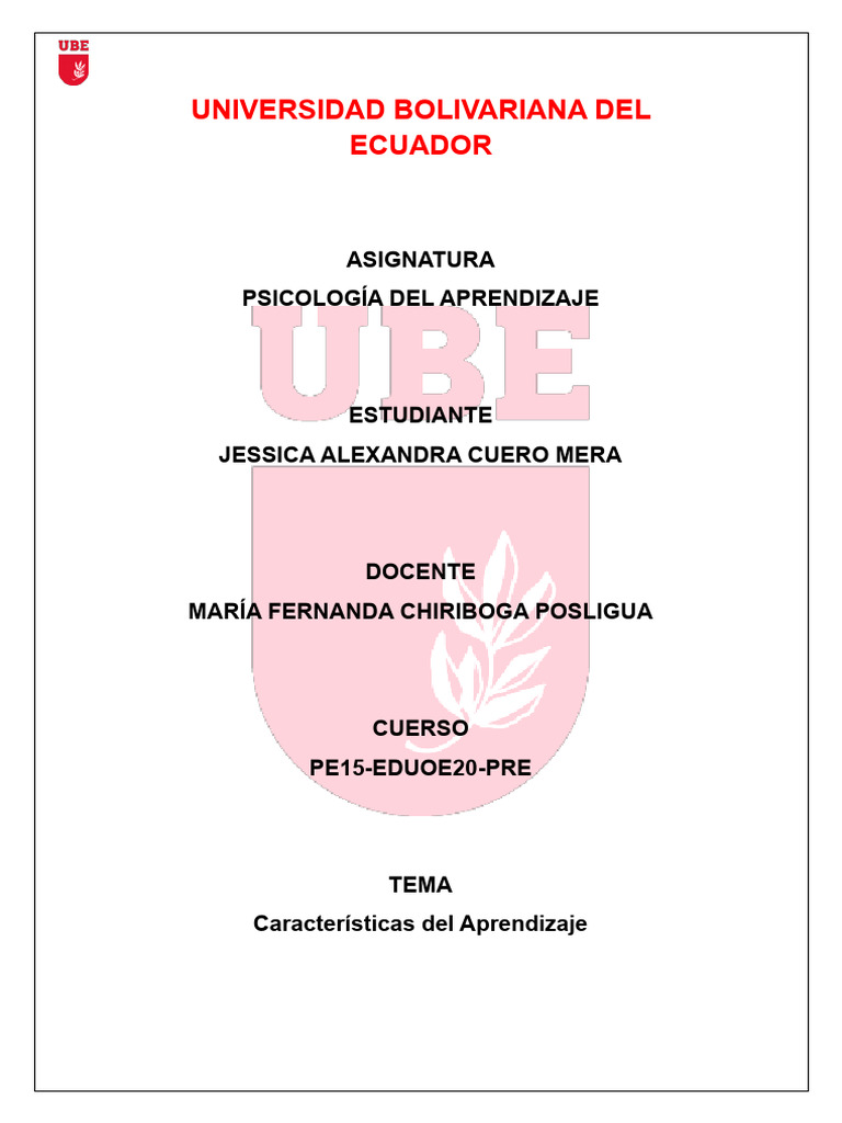 Actividad 1 - Psicologia - Jessica Cuero Mera | PDF | Aprendizaje ...