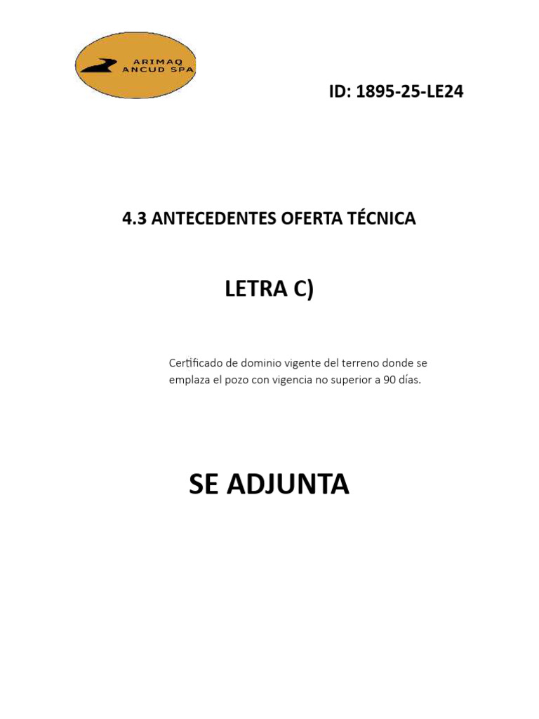 C) Certificado de Dominio Vigente Del Terreno. | PDF