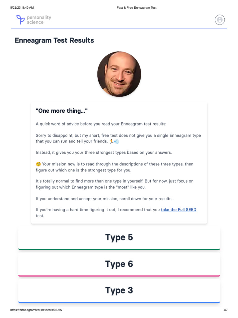 Fast & Free Enneagram Test Results | PDF | Thought | Enneagram Of ...