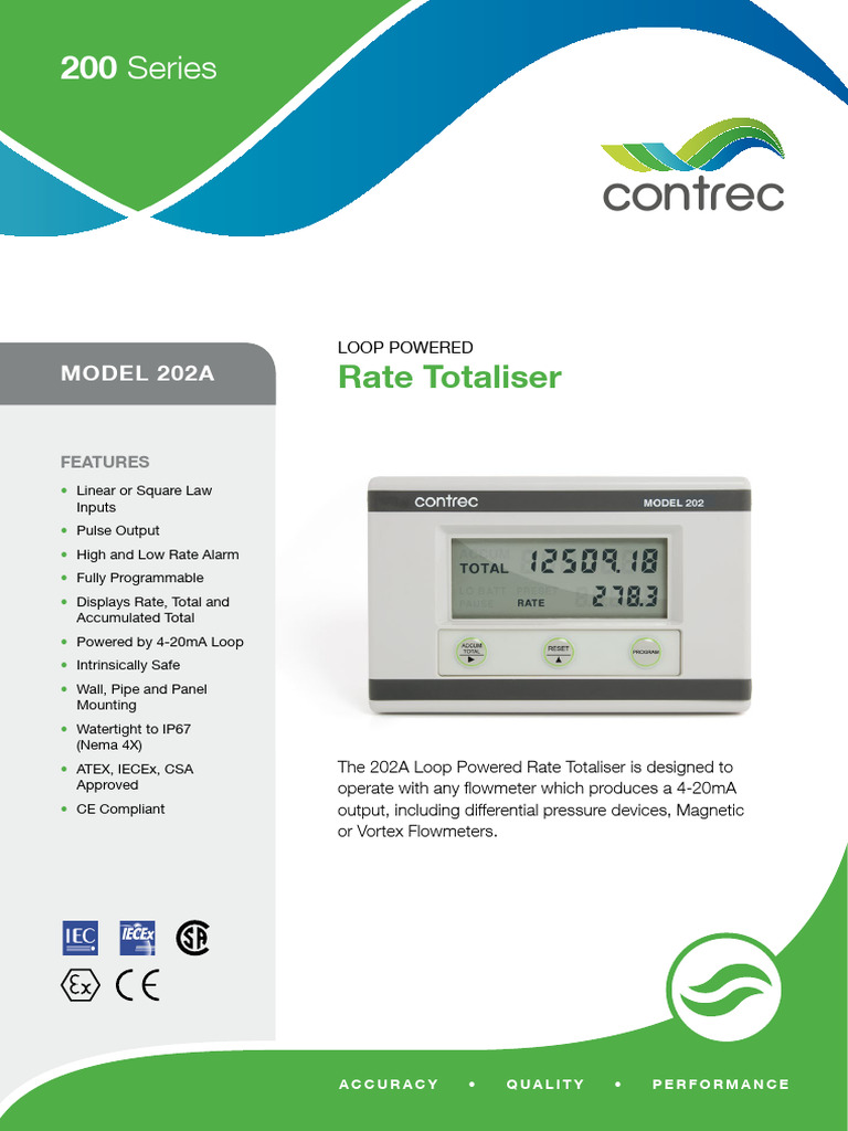 Contrec 202A Rate Totaliser | PDF | Flow Measurement | Relay