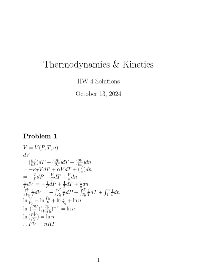 Thermodynamics Homework Solutions | PDF | Gases | Heat
