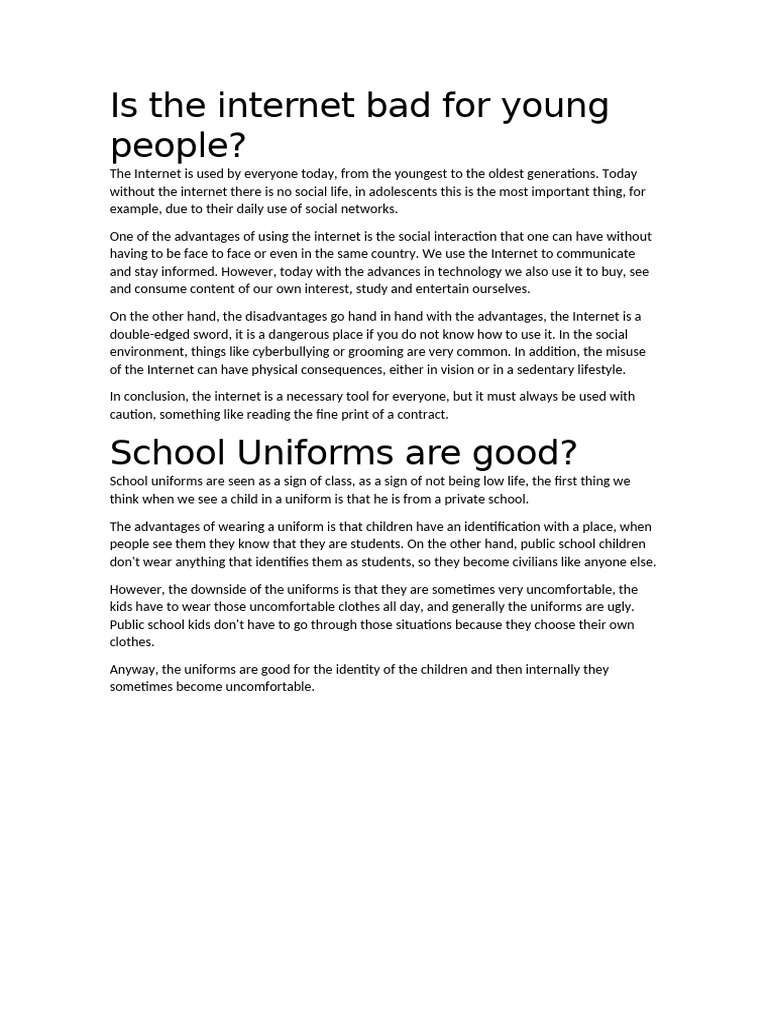 Is The Internet Bad For Young People | PDF | Social Science | Wellness