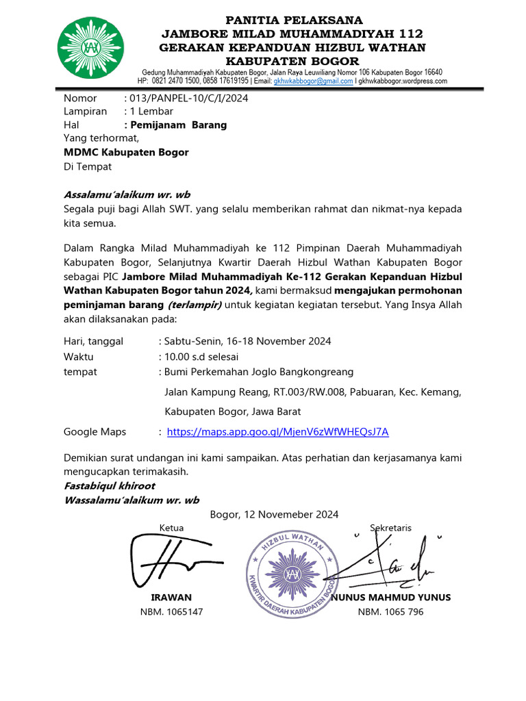 013 Peminjaman Barang - MDMC Kabuapaten Bogor | PDF