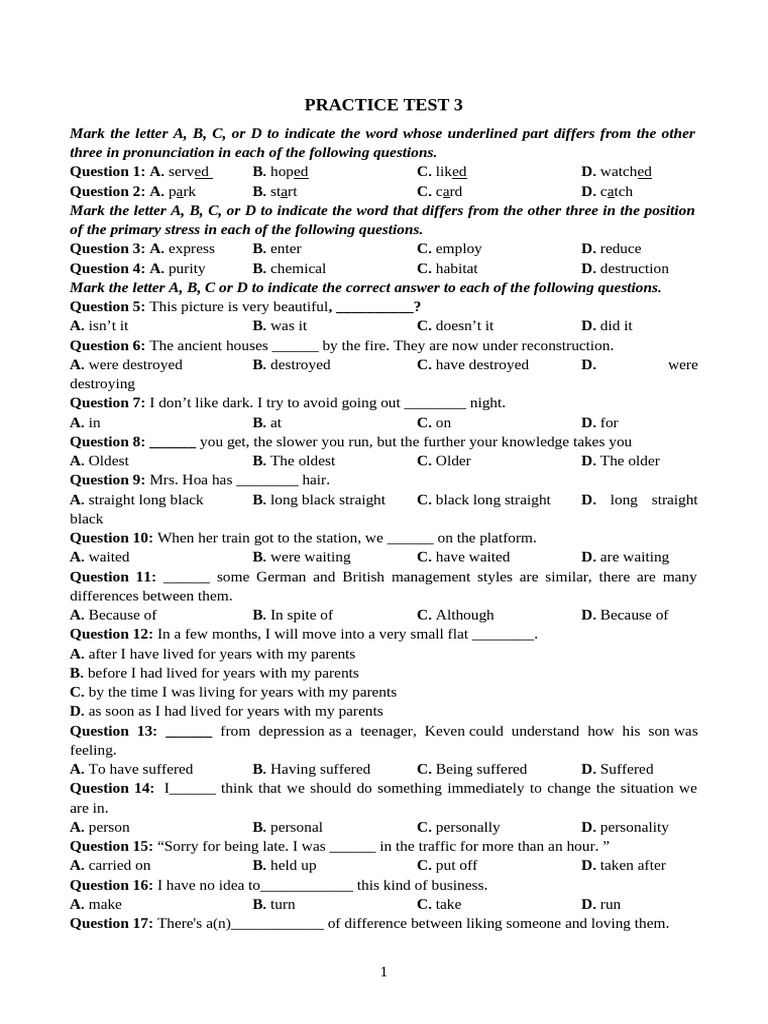 Practice Test 3 4 | PDF | Sleep | Sleep Deprivation