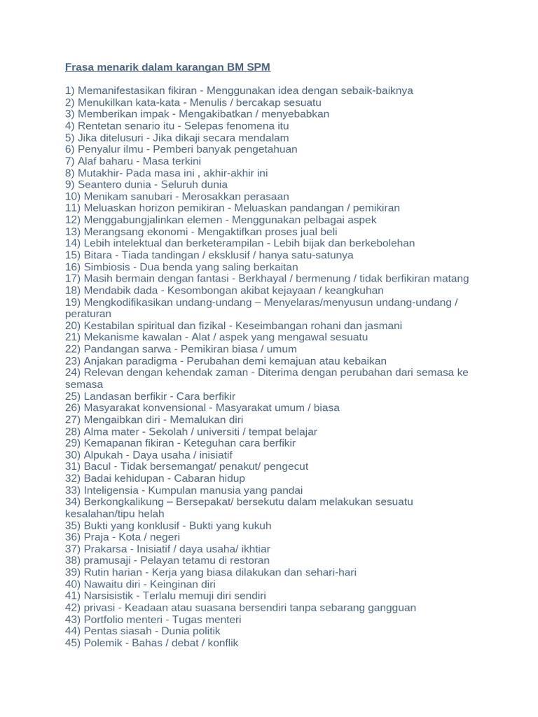 Frasa Menarik Dalam Karangan BM SPM | PDF | Karier & Perkembangan