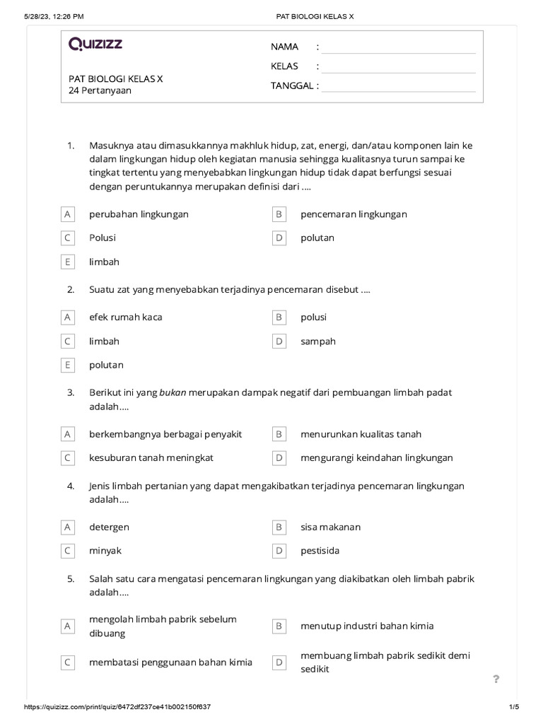 Pat Biologi Kelas X | PDF