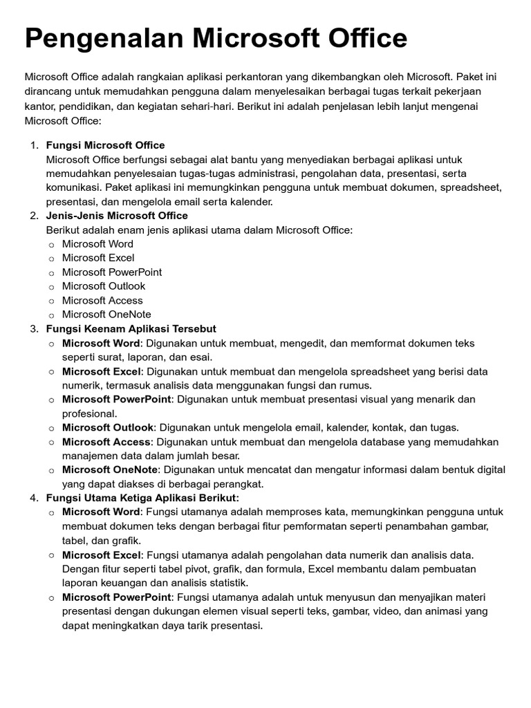 Pengenalan Microsoft Office dan Fungsinya | PDF | Seni | Komputer
