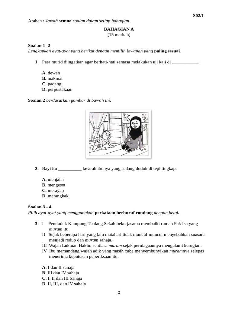 Soalan UASA K1 Ting 1 2024 | PDF | Seni & Disiplin Bahasa