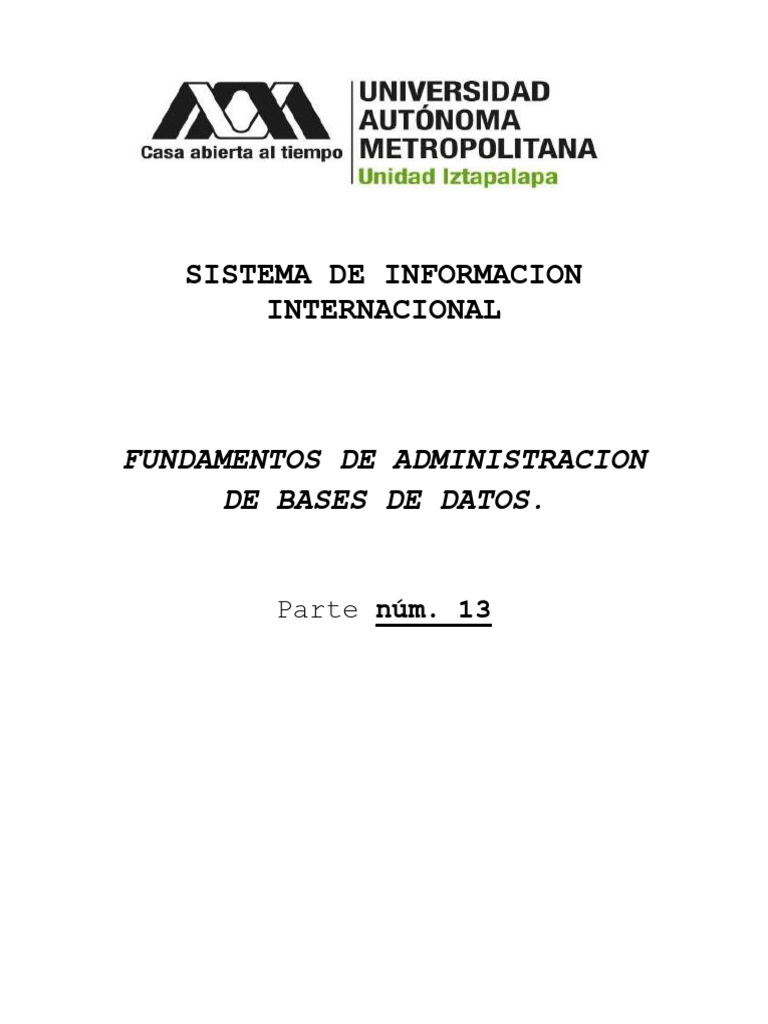 Barrera Reyes Rebeca - Tema 13 - Fundamentos de Administración de Bases de Datos | PDF | Bases ...
