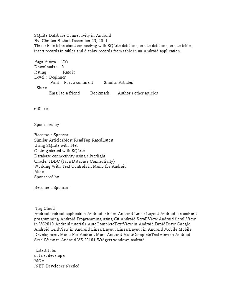 SQLite Database Connectivity in Android | PDF | Sql | Databases
