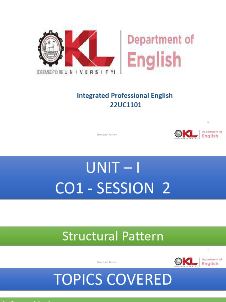 Unit 1 - Session 2 | PDF | Verb | Grammatical Tense