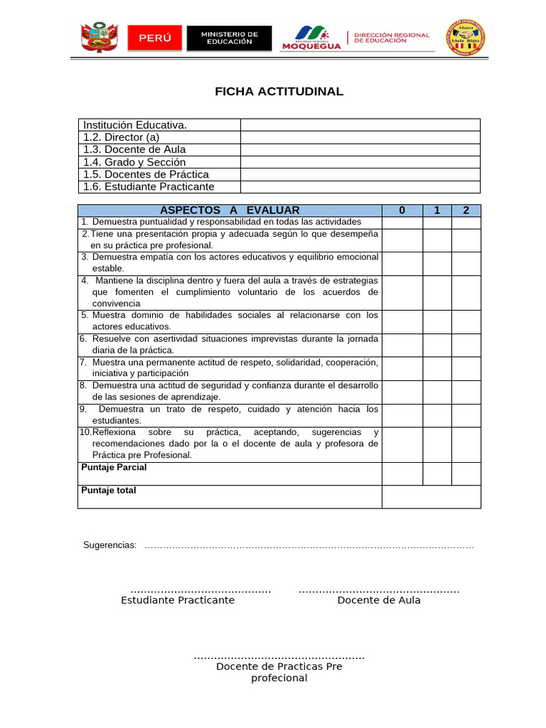 Ficha Actitudinal | PDF