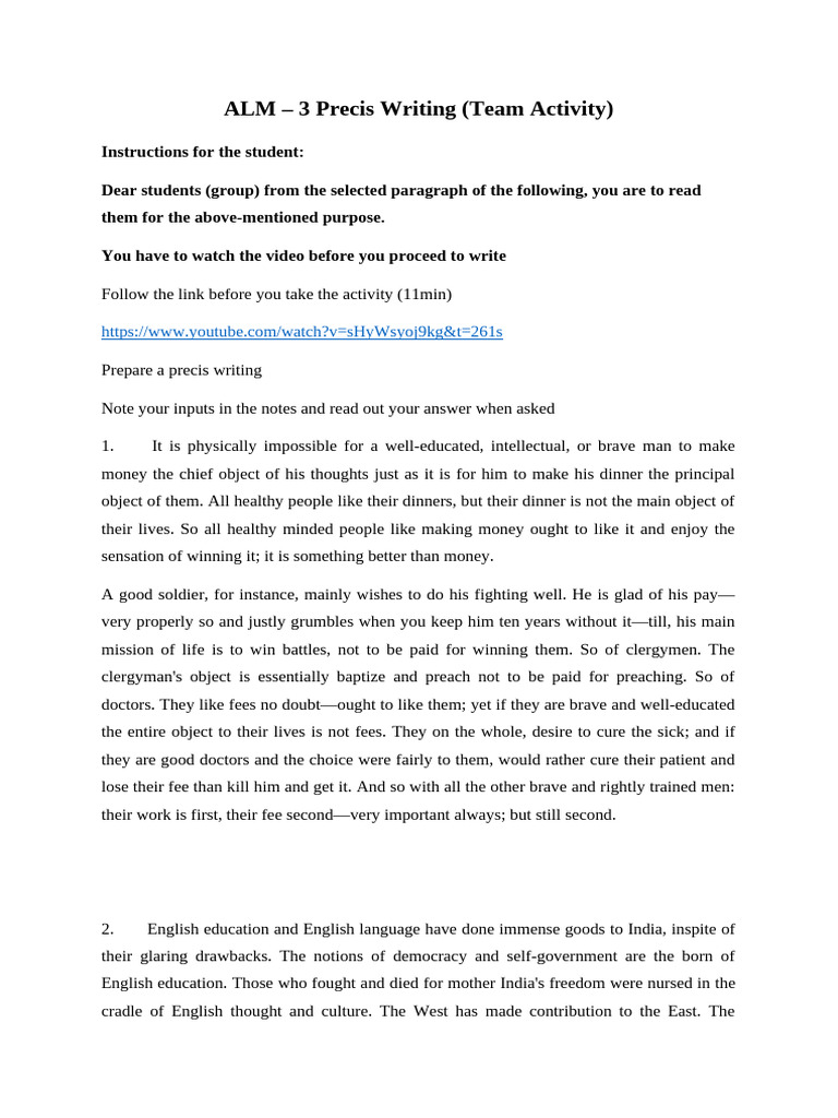 ALM-3 Precis Writing Guidelines | PDF | Social Science