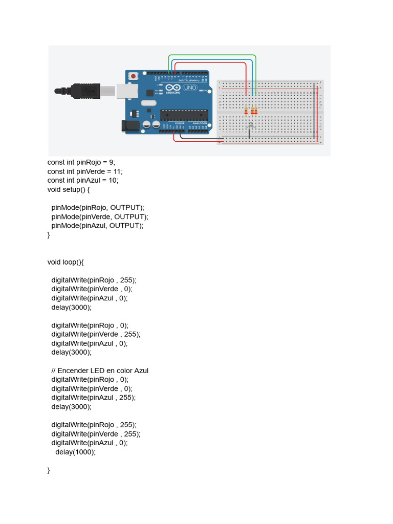 Arduino LED Color Cycle Code | PDF | Teaching Methods & Materials ...