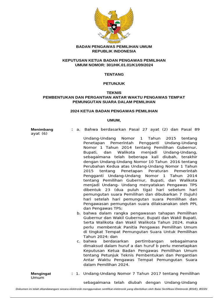 SK Juknis Pembentukan PTPS Pilkada | PDF