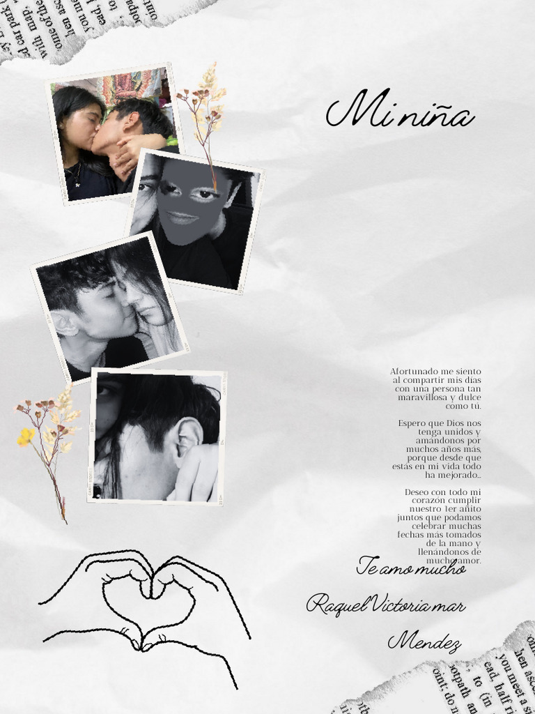 Documento A4 Carta de Amor San Valentín Mensaje Sencilla Collage ...