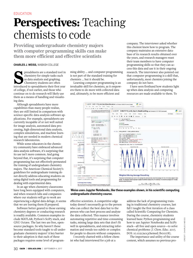 2017 Perspectives Teaching Chemists To Code | PDF | Computer Programming | Chemist