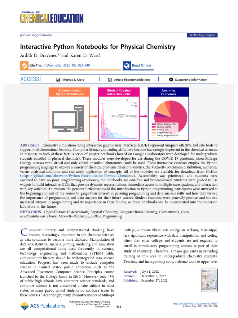 Bravenec Ward 2022 Interactive Python Notebooks For Physical Chemistry ... Bravenec Ward 2022 Interactive Python Notebooks For Physical Chemistry ...