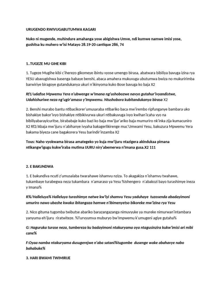 Indirimbo Za Descente Kagari | PDF | Estudios de idiomas extranjeros ...