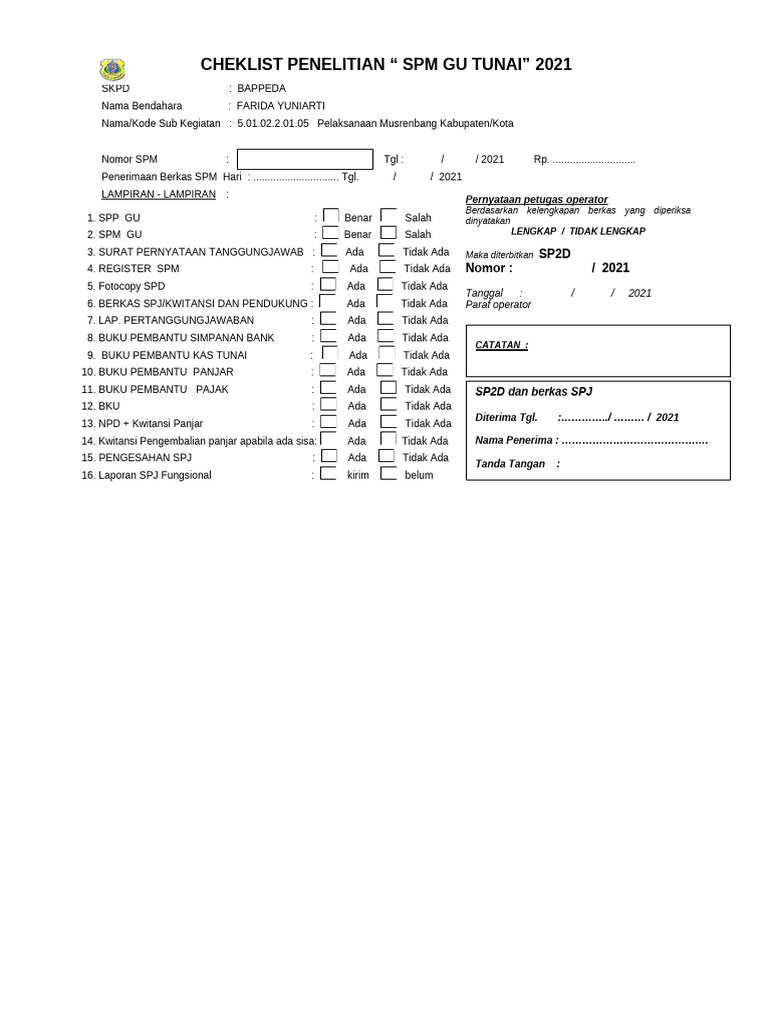 Cheklist SPM Gu Tunai | PDF