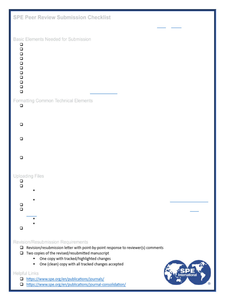 SPE Peer Review Submission Guide | PDF | Equations