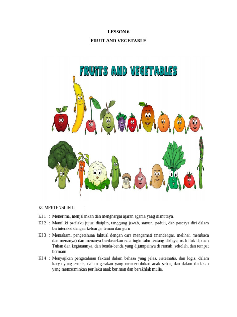 Soal Bahasa Inggris Buah dan Sayuran | PDF | Seni & Disiplin Bahasa ...