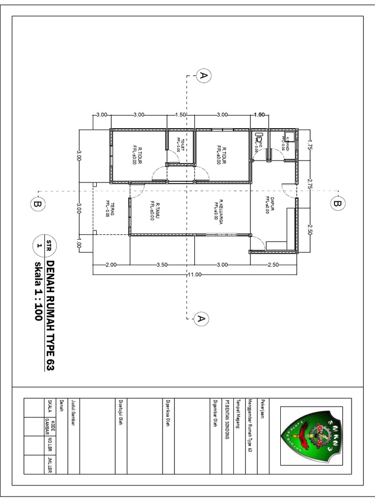 Denah Rumah Type 63 Skala 1:100 | PDF