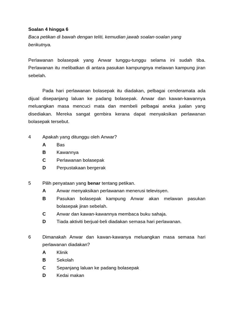 2-1-Ujian Uasa BM Tahun 5 Stanleykubong | PDF