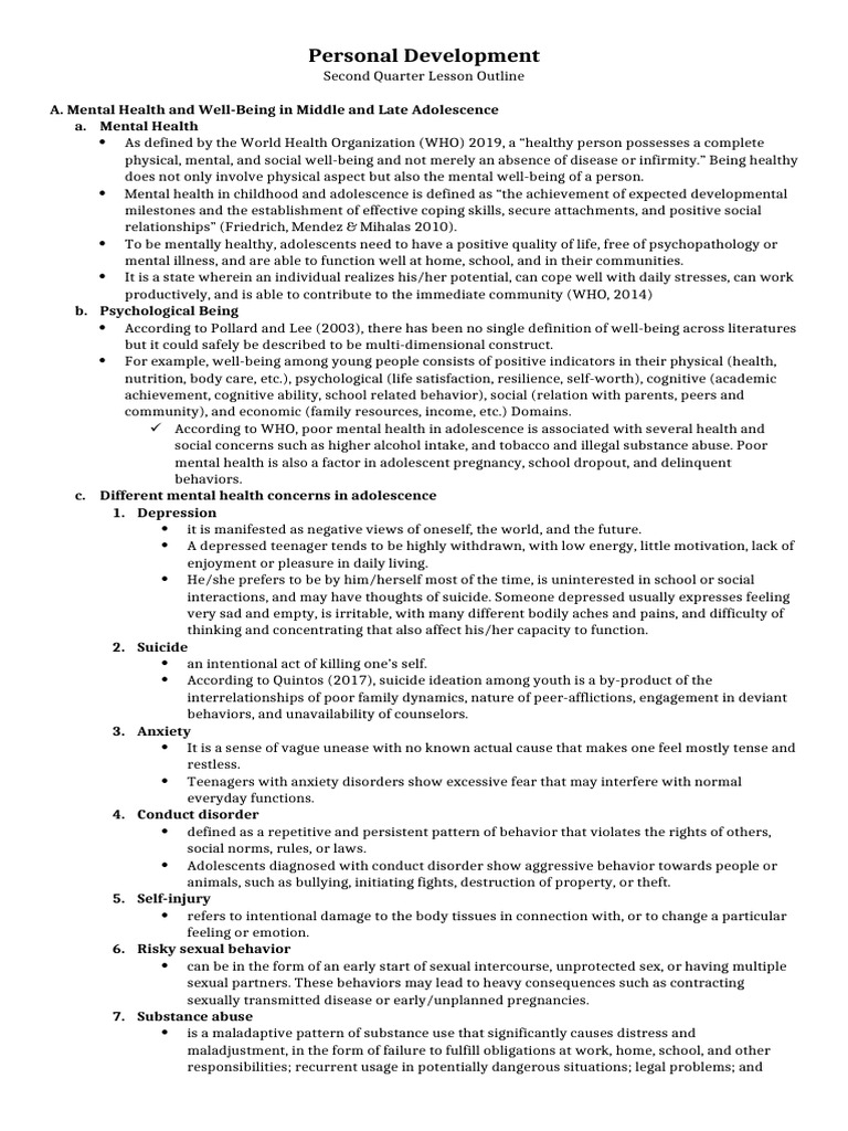 Second Quarter PERDEV Lesson Outline | PDF | Love | Emotions