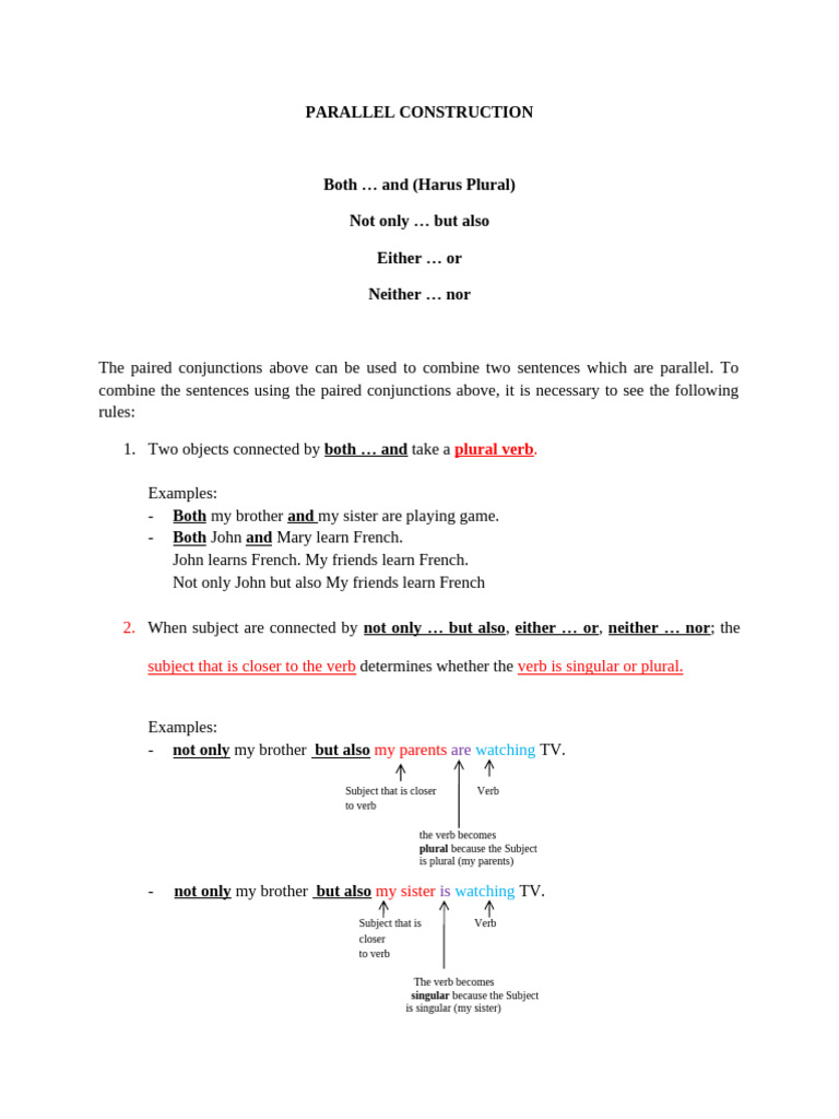 PARALLEL CONSTRUCTION | PDF | Subject (Grammar) | Plural