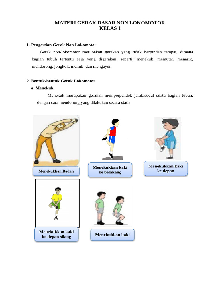 Pengertian dan Contoh Gerak Non Lokomotor | PDF