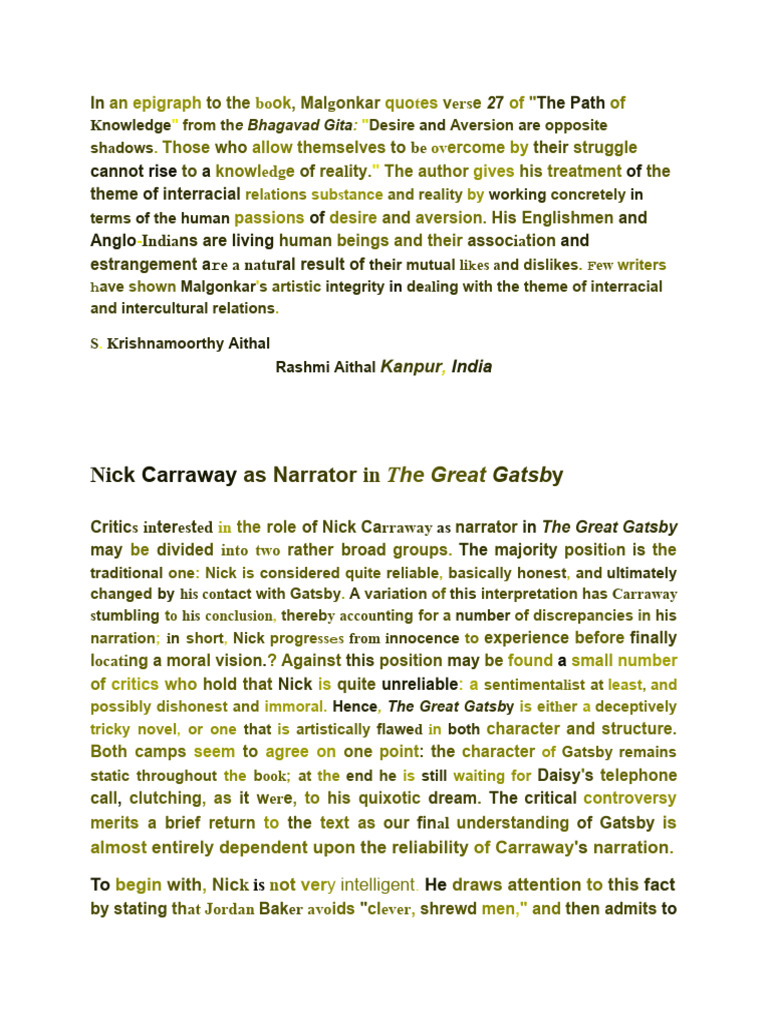 Gatsby Narrator | PDF | The Great Gatsby