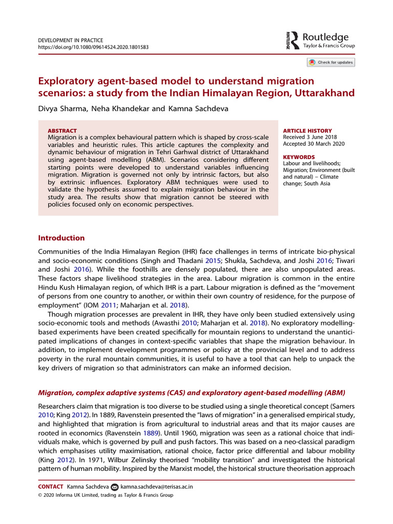Sharma 2020_ABM | PDF | Human Migration | Agent Based Model